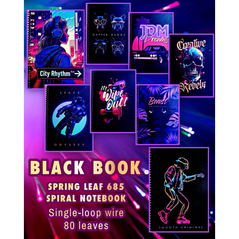 SpringLeaf Blackbook 685 Spiral Notebook single looped wire 80 leaves ...