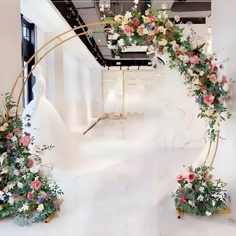CODNew Wedding Double-Pole Arch Wrought Iron Shelf Wedding Gold Arch ...