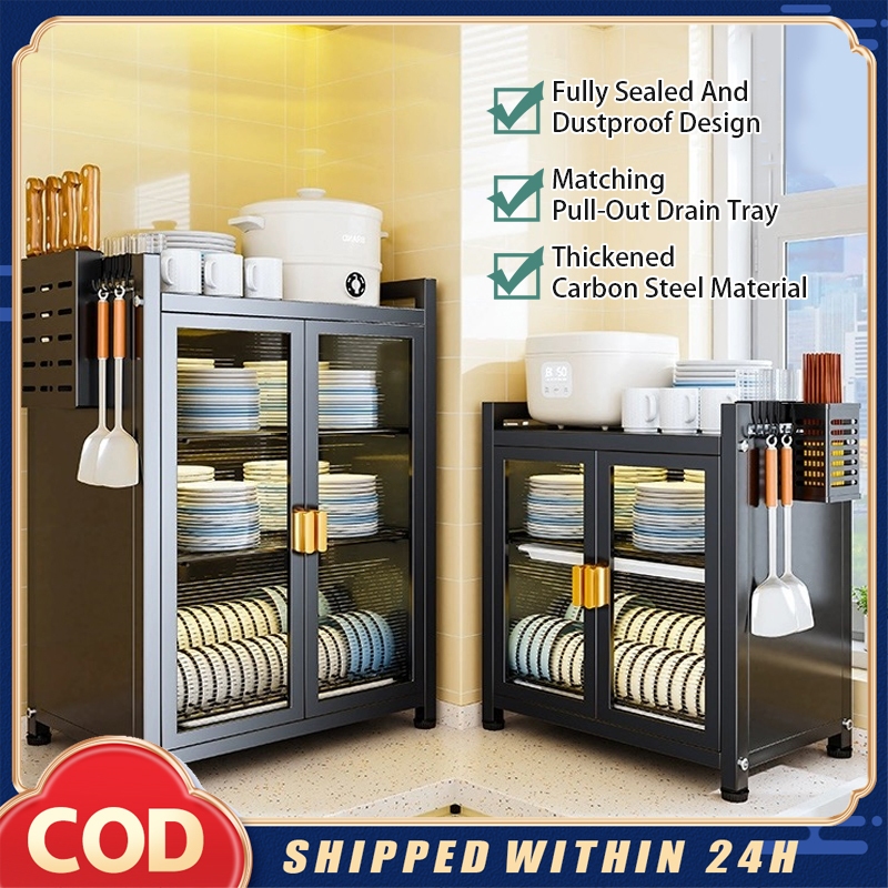 Dish Cabinet 2/3-Tier Kitchen Dish Rack Dish Drainer Dish Organizer ...