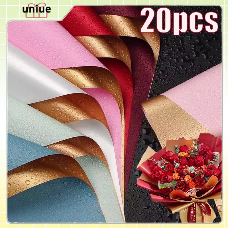 20pcs Gold-Plated Wrapping Paper Two-Color Thick Waterproof Bouquet ...