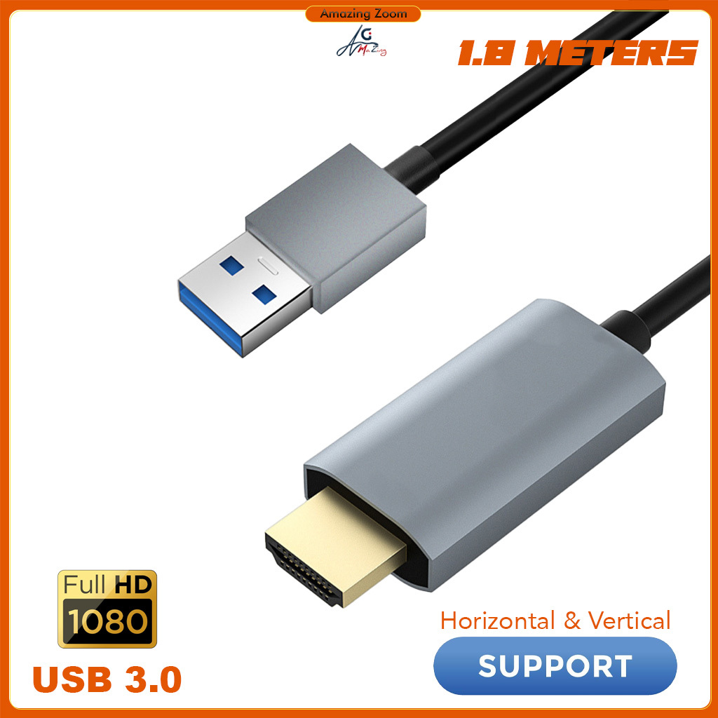 USB To HDMI Video Graphics Cable For PC Laptop Projector HDTV LCD HD ...