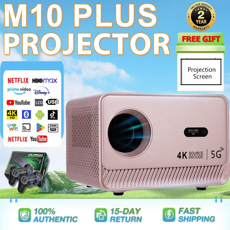 M10 Plus Mini Projector 4K UHD 1080P Smart Projector for phone with ...