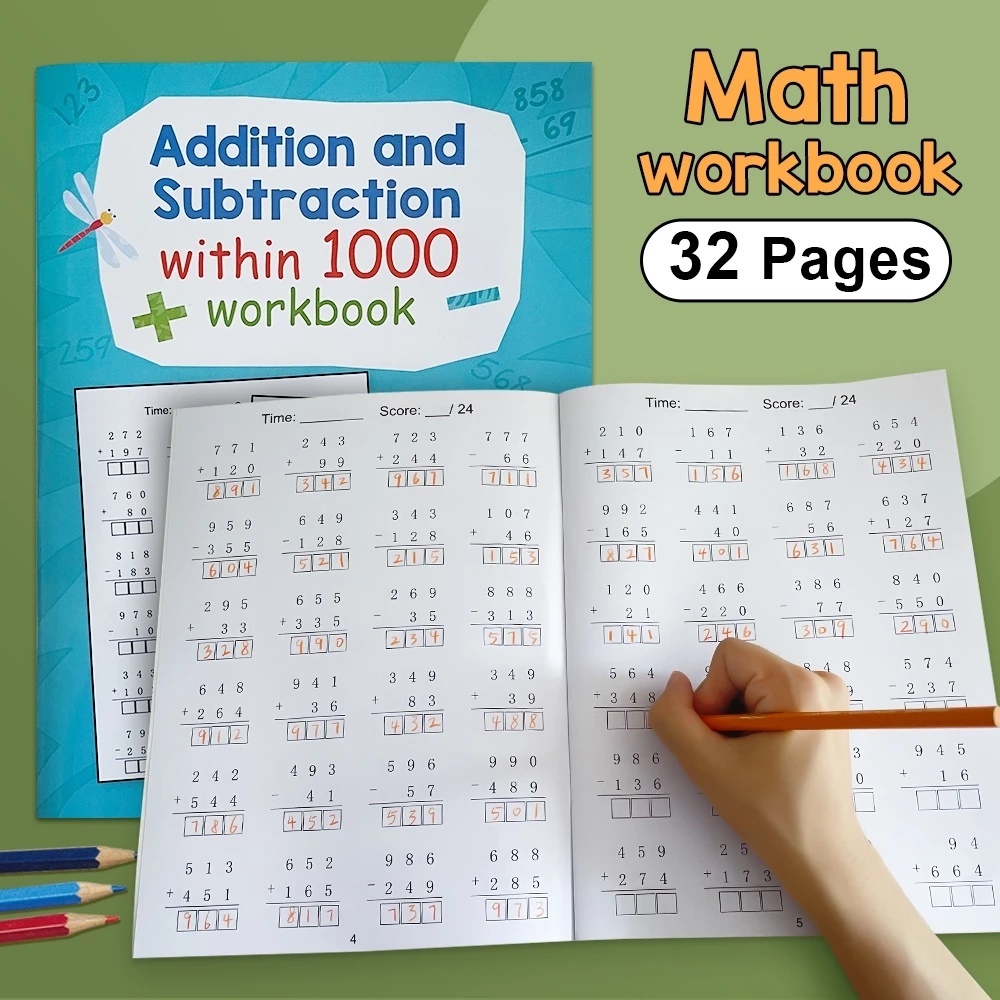 Math Arithmetic Workbook Addition&Subtraction within 1000 Kindergarten ...