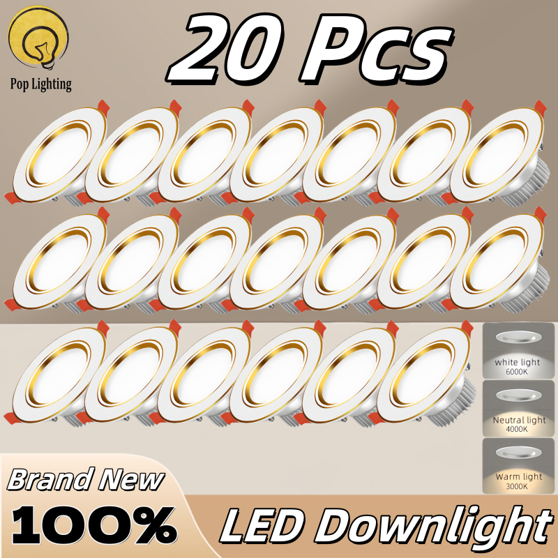 （COD）5W Tricolor LED Downlight Ceiling Light Recessed LED Round ...