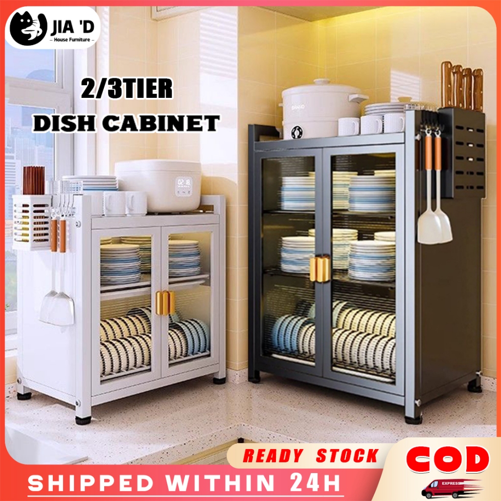 ⭐JD⭐ Kitchen Dish Rack Dish Drainer Dish Cabinet 2/3-Tier Kitchen ...