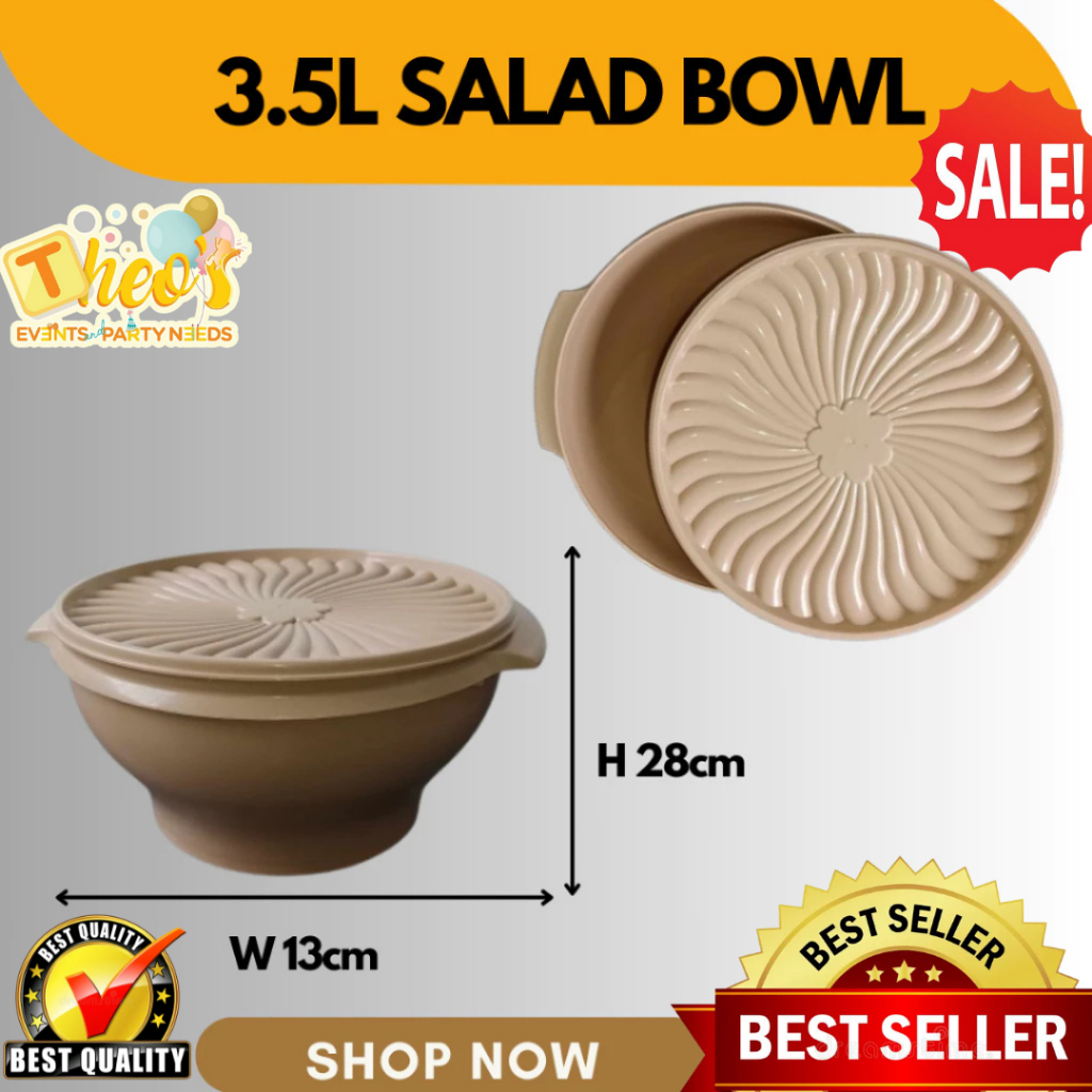 2101- 3.5L Aesthetic Salad Bowl with Cover Set 3pcs Package Cereal Bowl ...