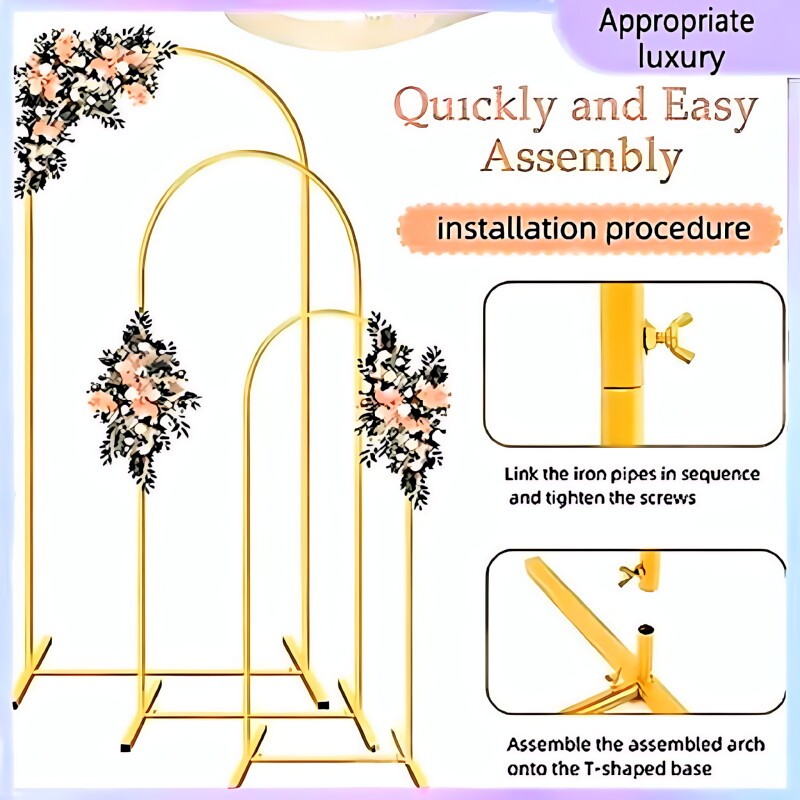 1 set=3pcs Wedding arches iron pipe n-shaped flower stands wedding ps ...