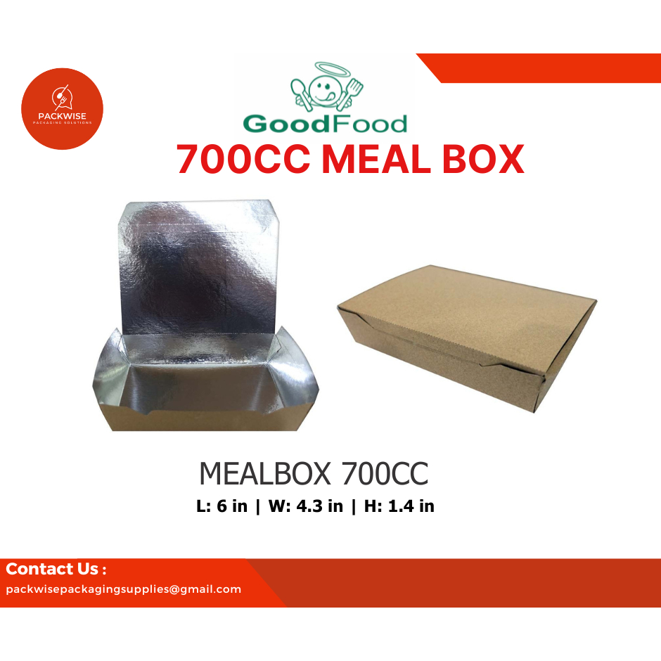 (50pcs) 700cc Mealbox Take out Box Brown Silver Laminated Kraft Take ...