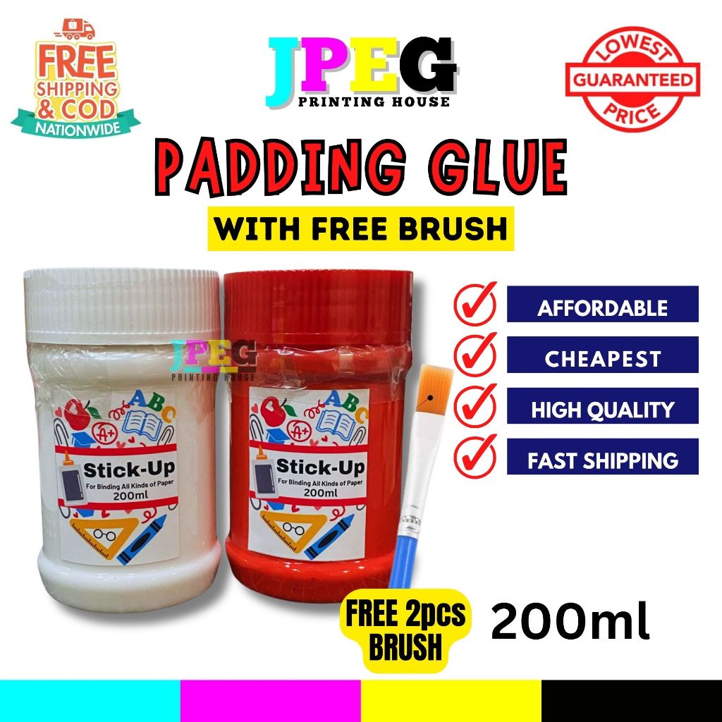 200ml RED / WHITE Stick-up FREE BRUSH Repacked Padding Glue - White Glue - Strong Adhesive FD1 ...