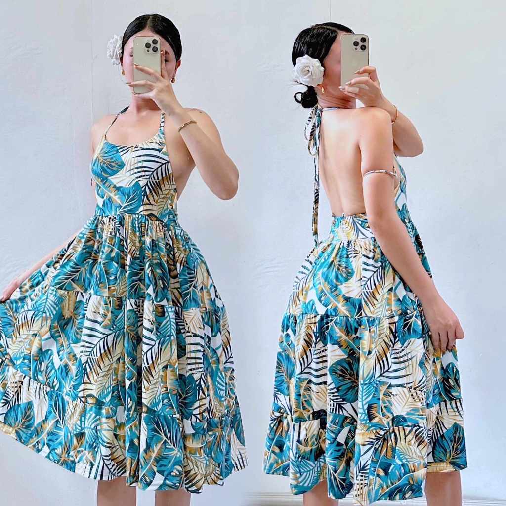 D&C-Women Vacation Spring Break Floral Print Criss Cross Backless ...