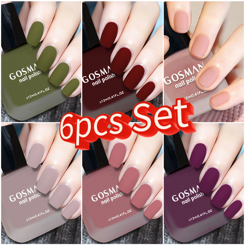 【6pcs Set】 12ML Matte Nail Polish Set Quick Drying Nail Polish Green ...