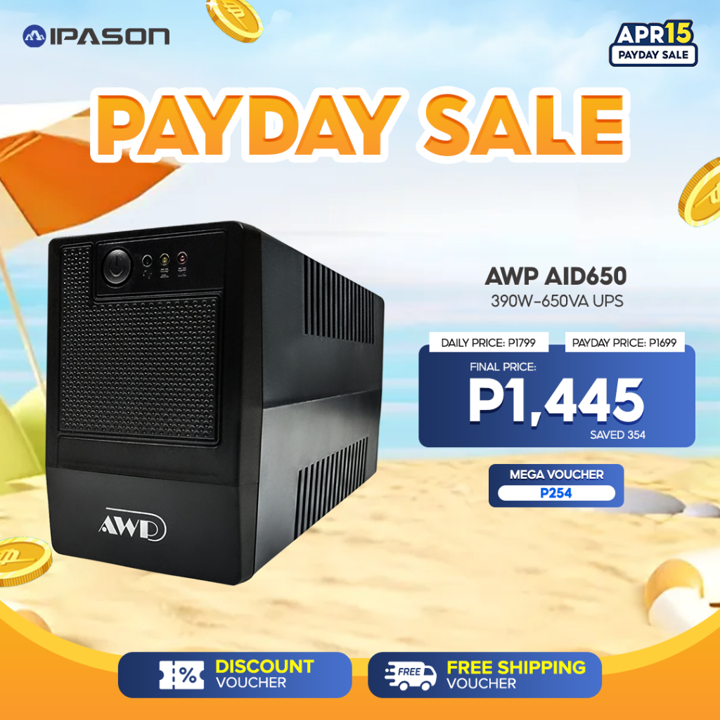 Ipason AWP AID650 Aide 390W-650VA UPS with AVR Uninterruptible Power ...