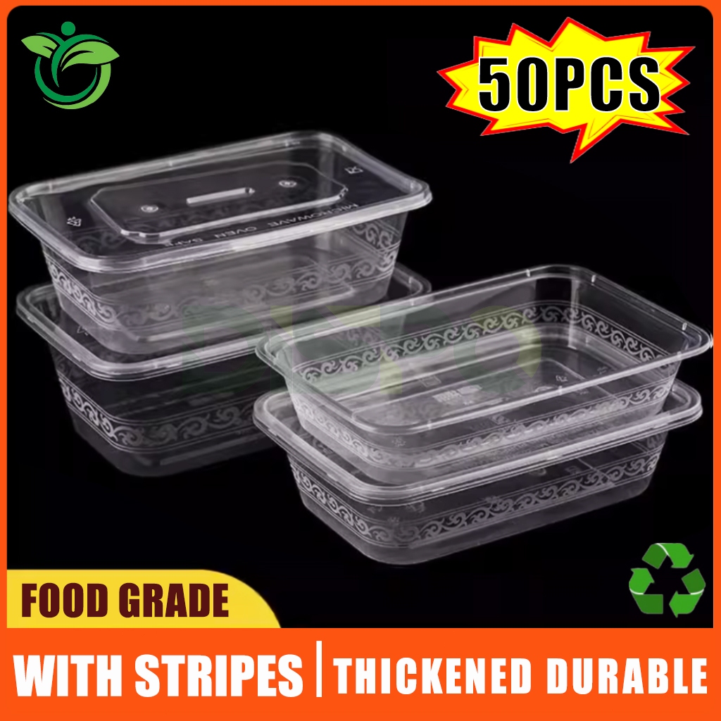 50/100pcs Microwaveable Plastic Food Container Disposable Transparent ...