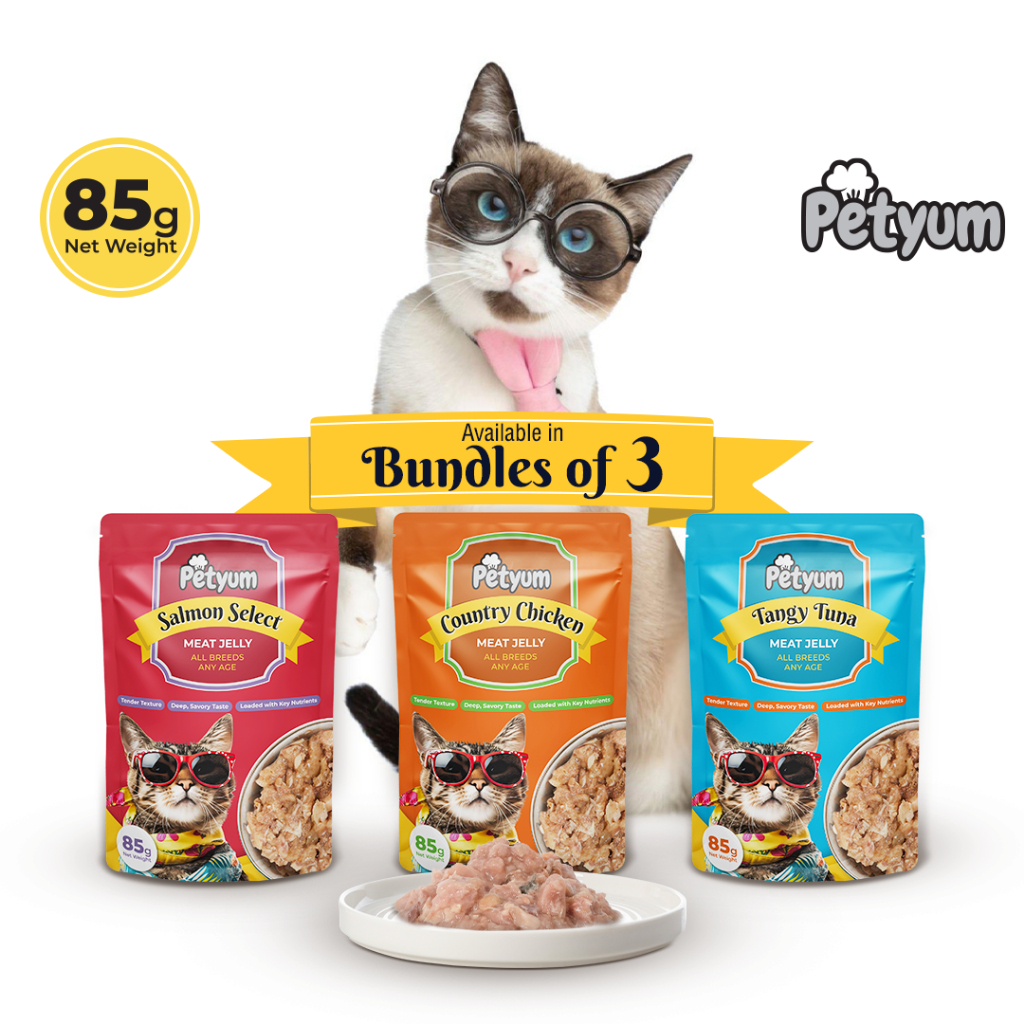 PetYum Meat Jelly Adult Cat and Kitten Wet Food Pouch Chicken Salmon ...