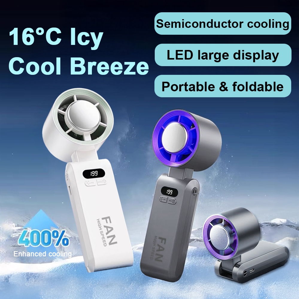 3 in1 Handheld Fan Portable Bladeless Cold Compress Mini Fans LED ...
