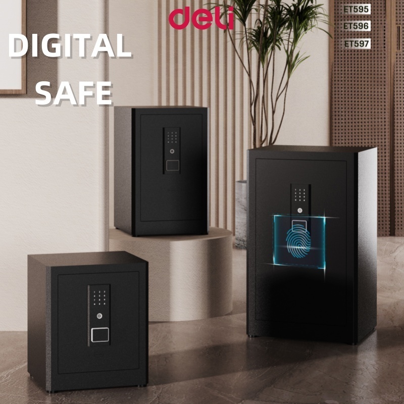 Deli Fingerprint Safety Vault Luxury Safety Deposit Box Steel Money Box ...