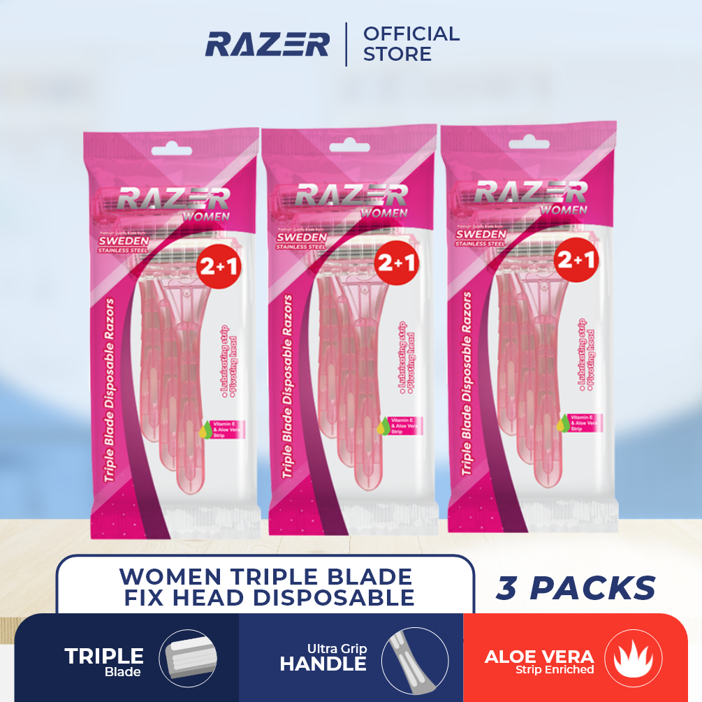 Razer Womens Triple Blade Pivot Head Disposable Razor 2+1 x 3 Packs ...