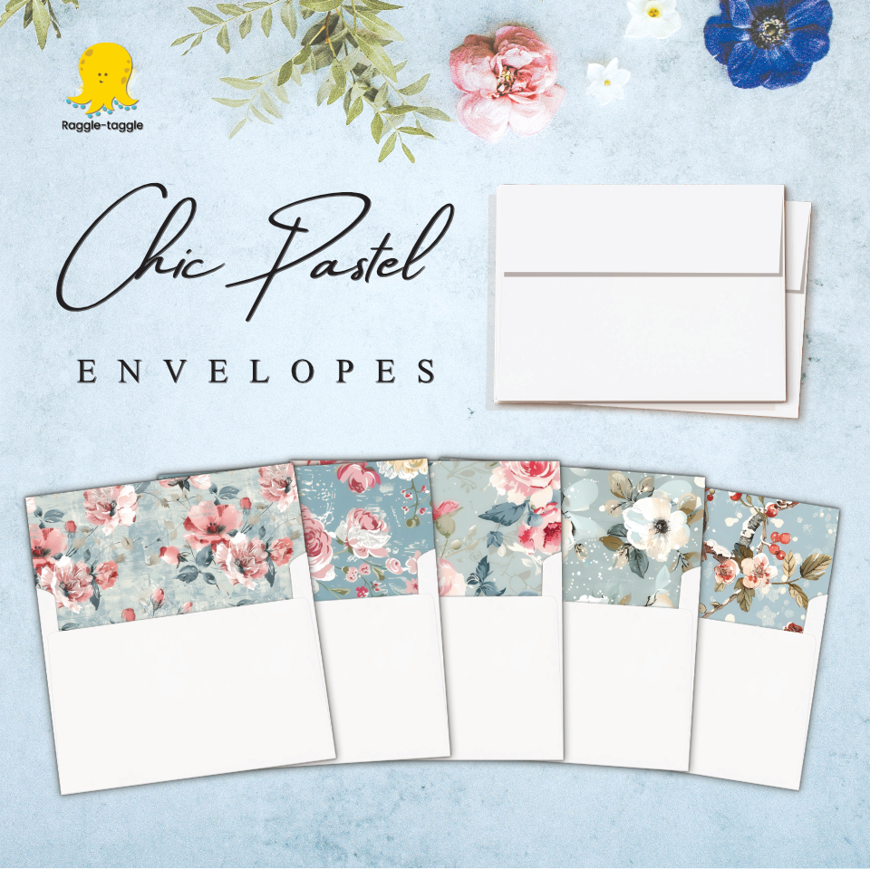 Chic Pastel Dusty Blue A7 Printed Inner Envelopes, for Invitations ...
