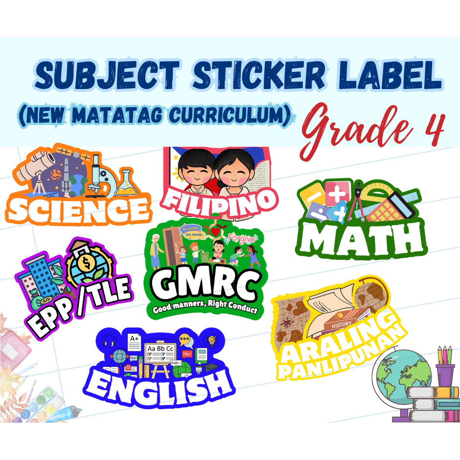 Grade 4 & 5 Subject Sticker label set (new curriculum matatag ...