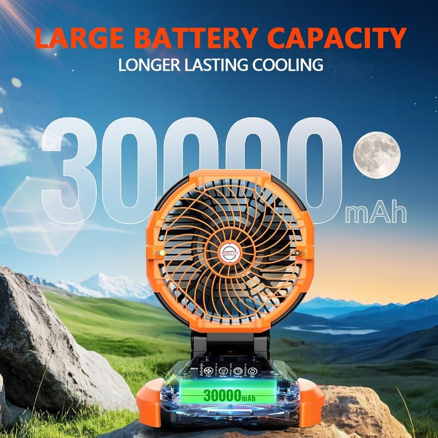 Portable Spray Fan 30000mAh Cooling Fans Rechargeable 4 Misting Outdoor ...