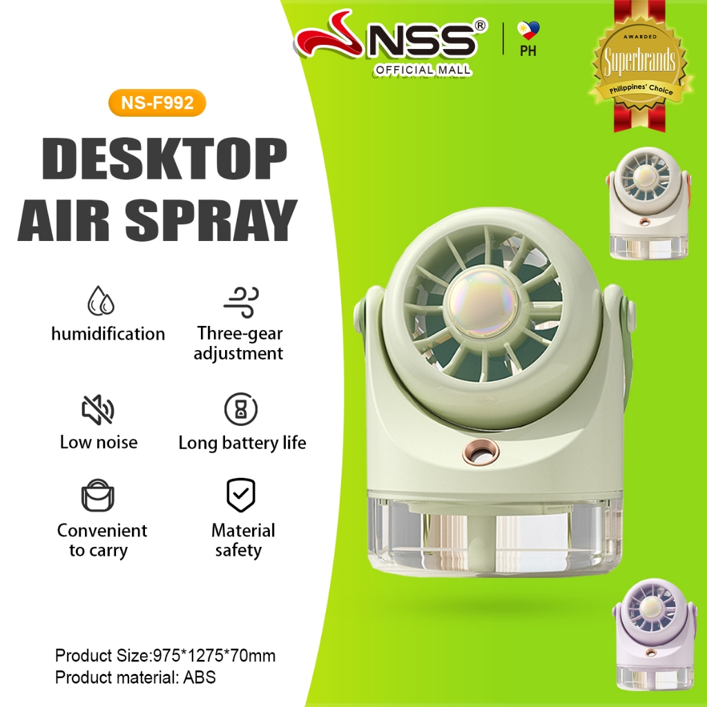 NSS Mini Desktop Spray Fan Air Mist Fan Portable Rechargeable Cooling ...