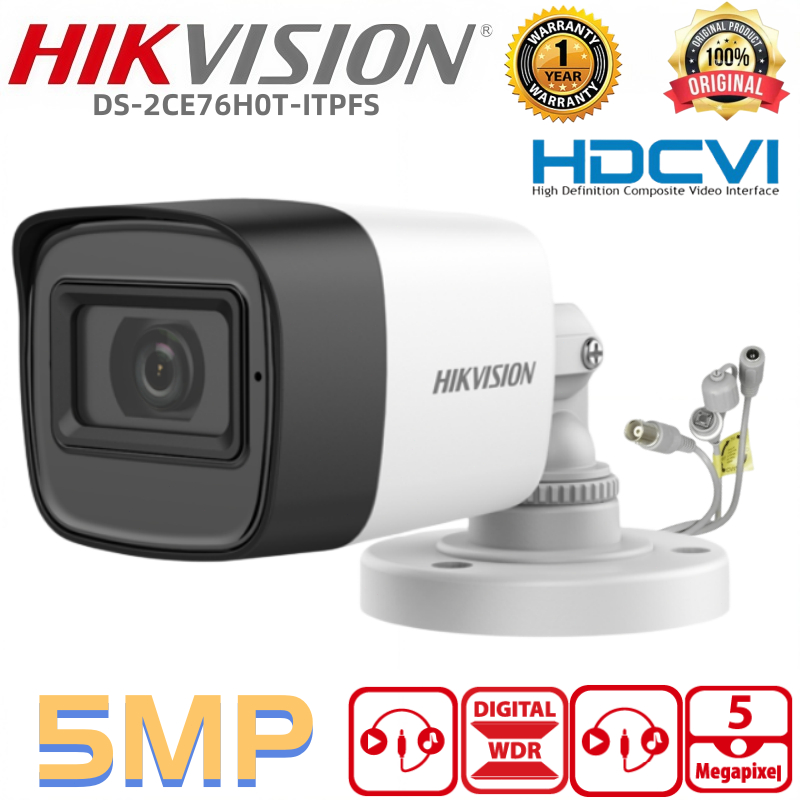 HIKVISION CCTV Security Camera 5MP 4in1 With Built-in MIC Outdoor Fixed ...