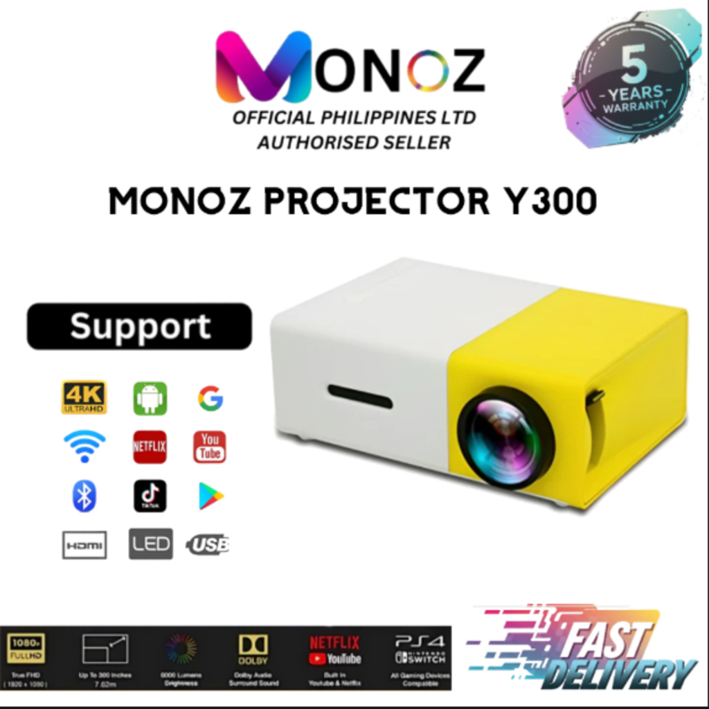 PROJECTOR Y300 Mini Portable Projector LED Full HD Projector Screen ...