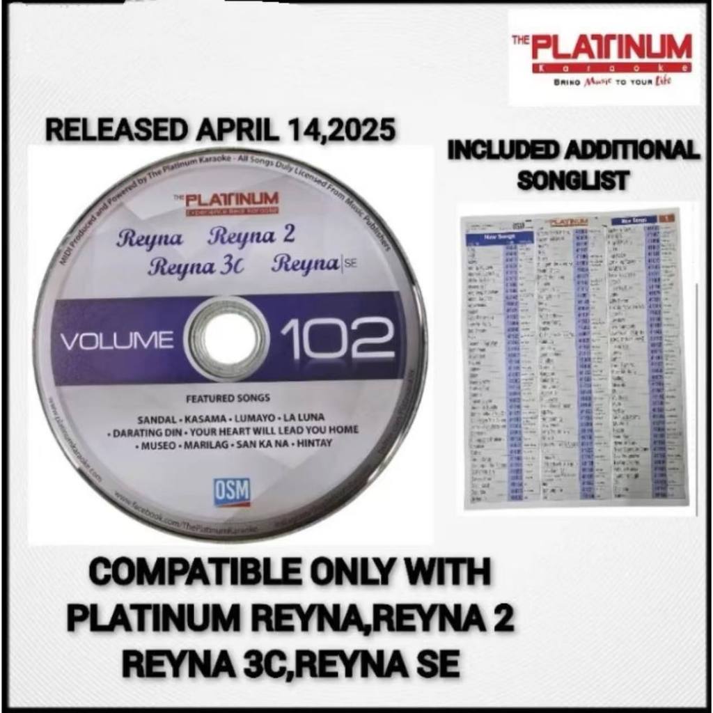 The Platinum Songbook With CD Vol 102 for Reyna 1, 2 ,3C,SE [ NEW RELEASE ] 2025 | Shopee ...