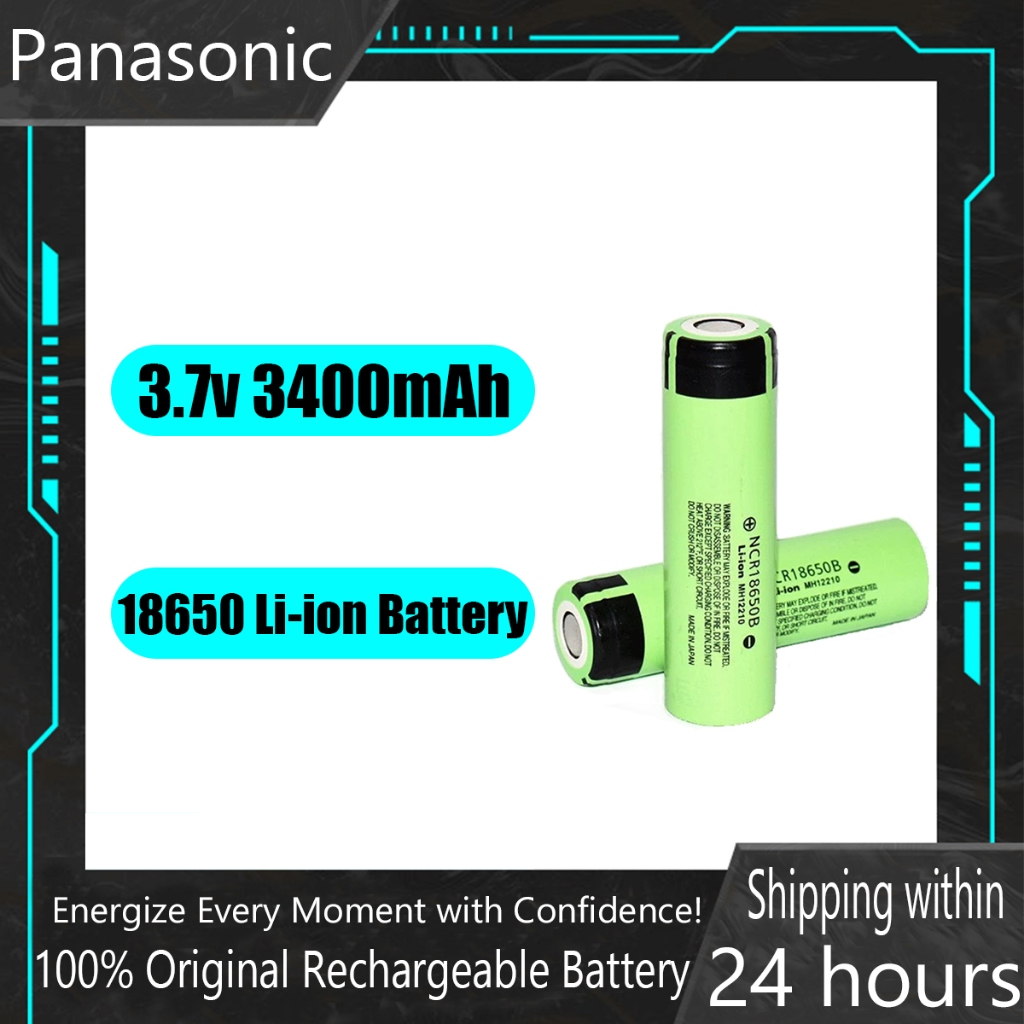 Panasonic 3.7V 18650 3400mah Rechargeable Battery NCR18650B Lithium Li ...