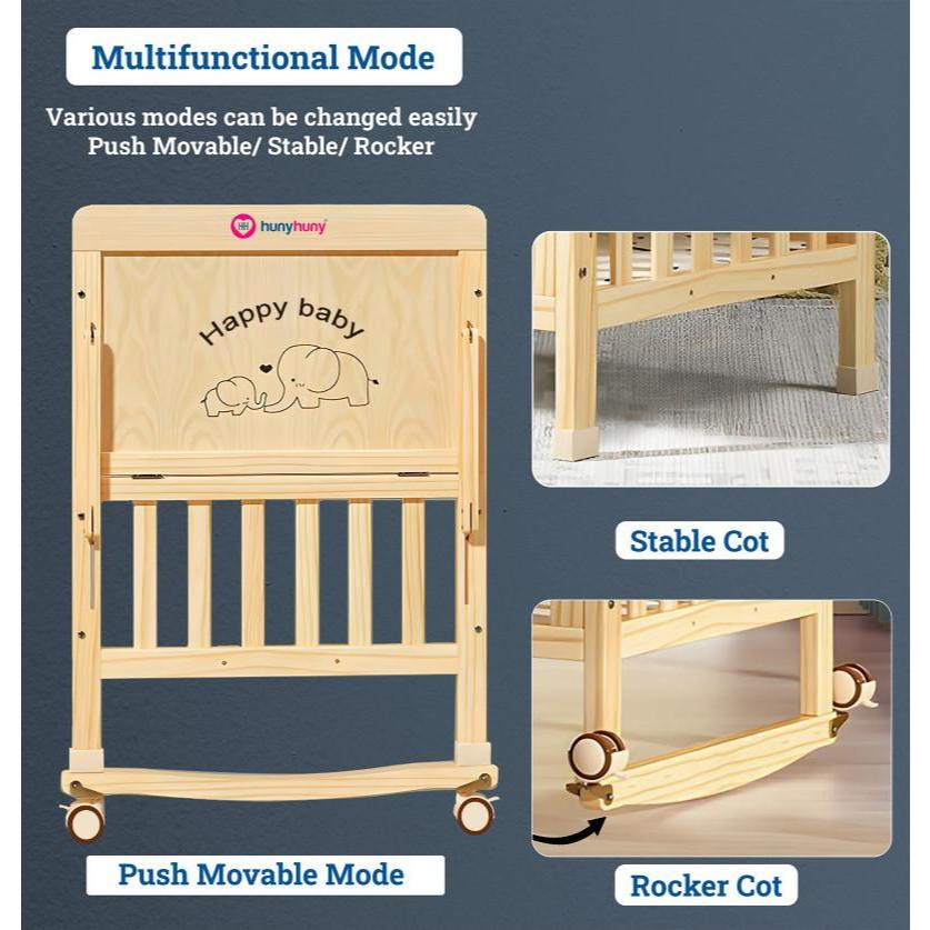 Customized 12 in 1 Pinewood Baby Bed Crib Rocking Cot- with Mosquito ...