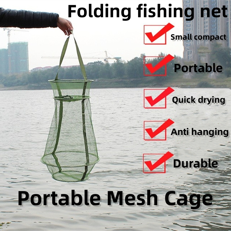 Portable Mesh Cage Foldable3-Layers or 2-Layers Nylon fishing net fish ...