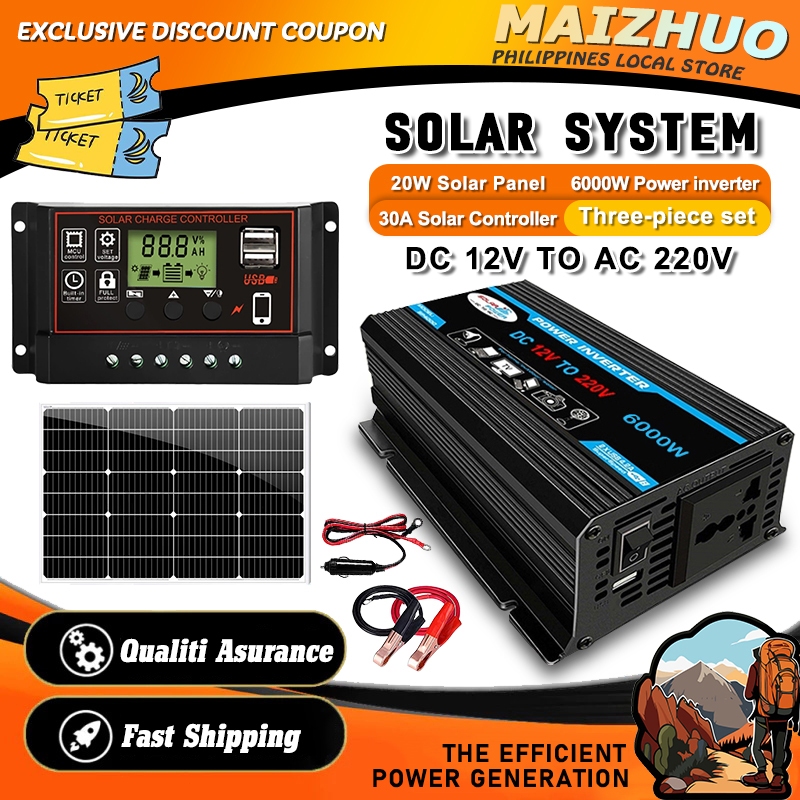 Solar Charging System 12V TO 220V 6000W Power Inverter With 30A Solar ...