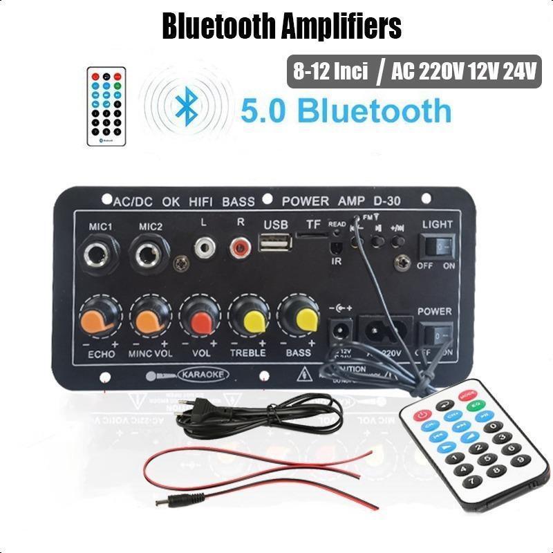 8-12 Inch Speaker AC 220V 12V 24V Digital Bluetooth Stereo Amplifier Board Subwoofer Dual ...