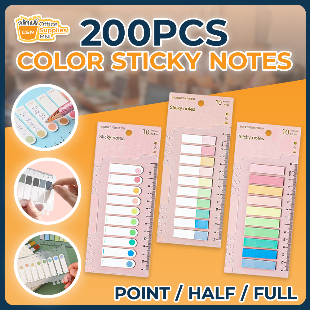 200pcs Colorful Sticky Note Memo Pad/Lable Sticker/Bookmarks/Notepad ...