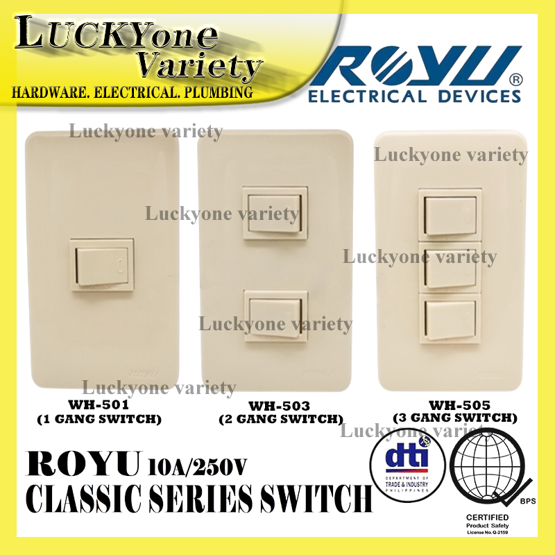 CLASSIC SERIES 1,2,3 GANG 1 WAY SWITCH (ROYU) | Shopee Philippines