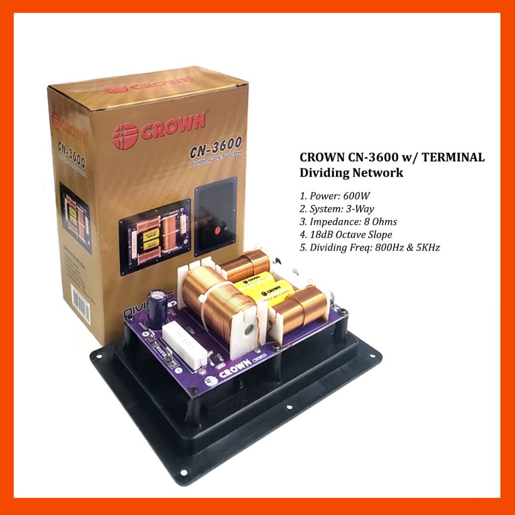 CROWN CN-3600 600w 3way w/ terminal panel dividing network crossover ...