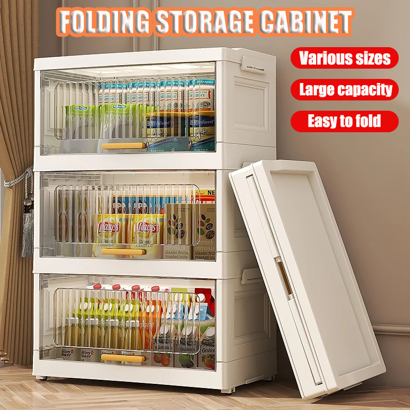 Plastic Folding Storage Cabinet Organizer Foldable Cabinet for Kitchen ...