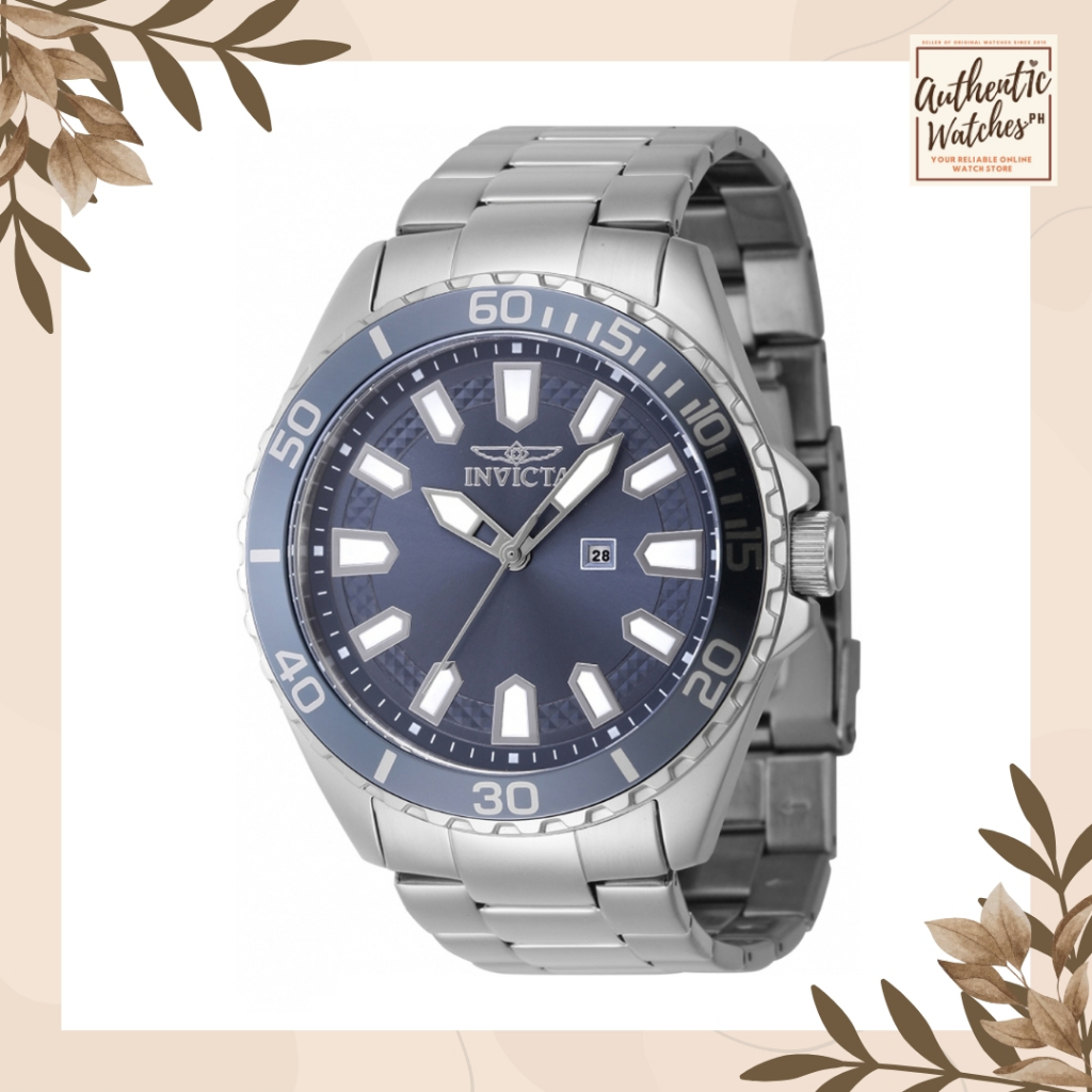 Invicta 46893 Pro Diver Blue and Silver Bezel Stainless Steel 46mm ...