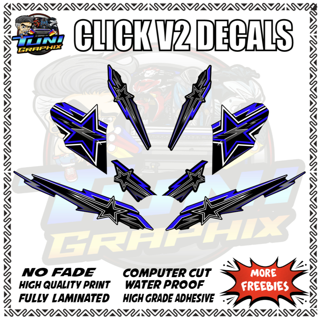 HONDA CLICK 125i V2 Simple Star New Decals with freebies | Shopee ...
