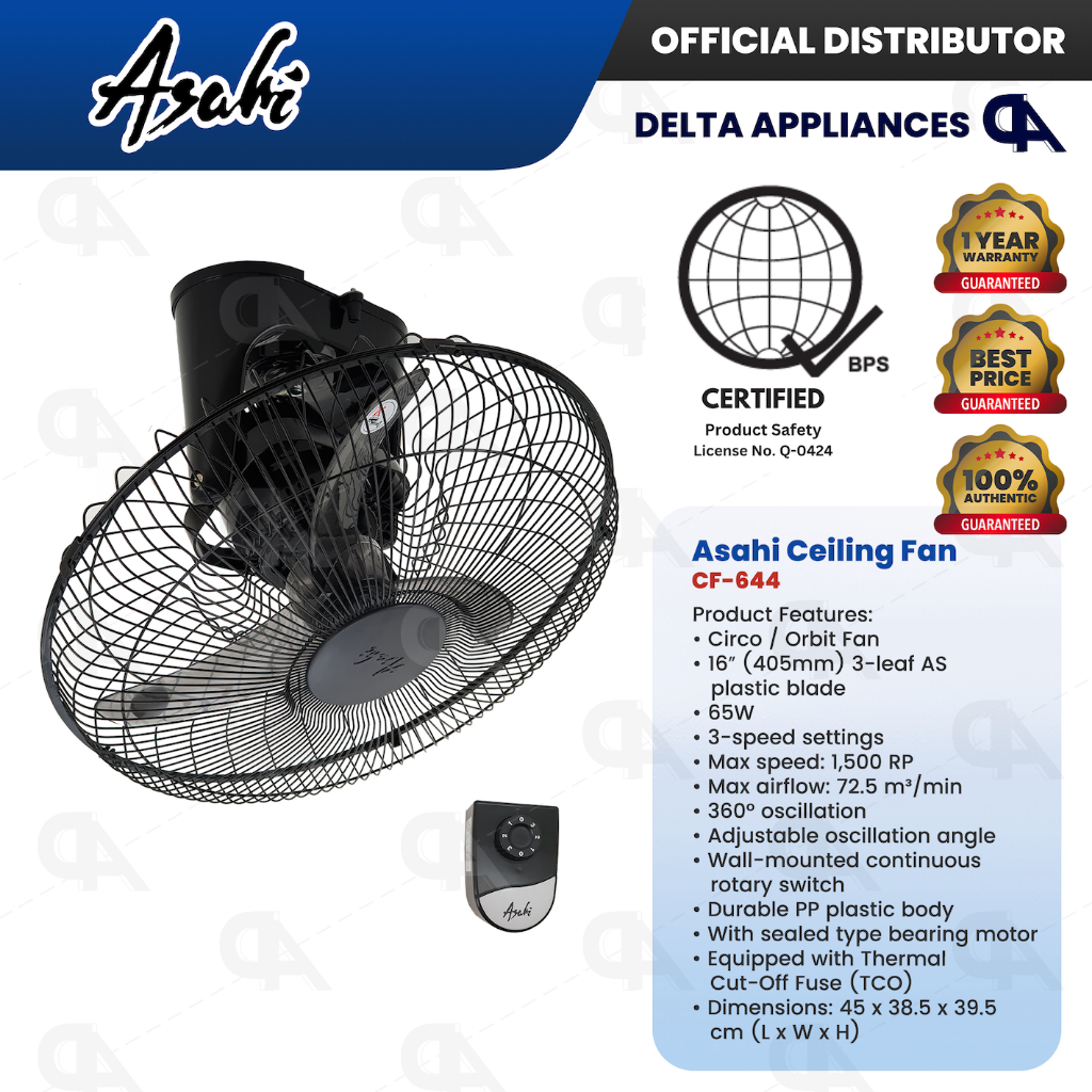 Asahi Ceiling Fan 16" Circofan Orbit Fan Banana Blade Original w/ 1 ...