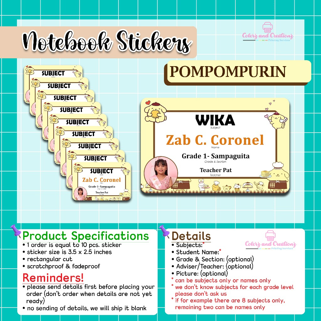 Personalized Sticker for Notebook | Subject Stickers | Name Stickers ...