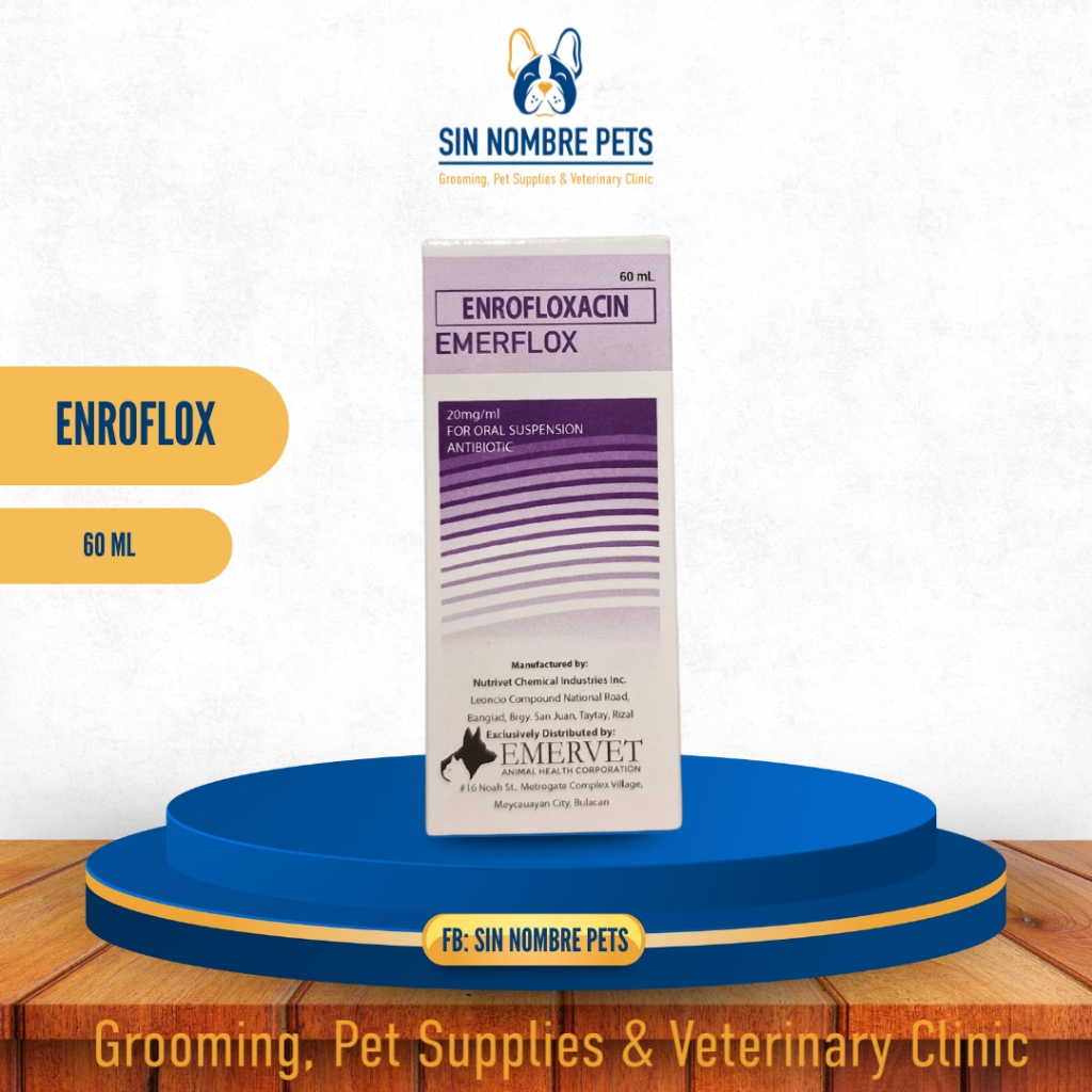 EMERFLOX Enrofloxacin Antibiotics Oral Suspension for Cats & Dogs 60ml ...