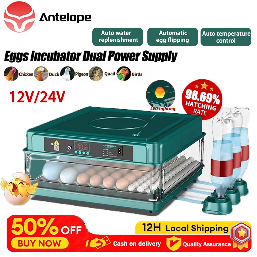 220V/12V Egg Incubator Fully Automatic Egg Incubator Intelligent Digital Hatcher Brooder with ...