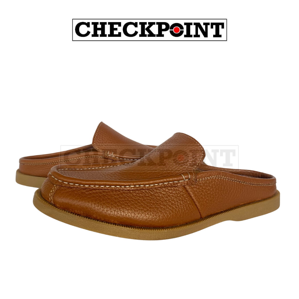 Checkpoint MARIKINA MADE Men's LEATHER HALF SHOES MULES CLOGS tan ...