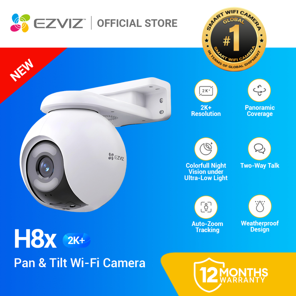 EZVIZ H8x 2K+/4mp Pan & Tilt Outdoor Waterproof Wi-Fi Camera Colorfull ...