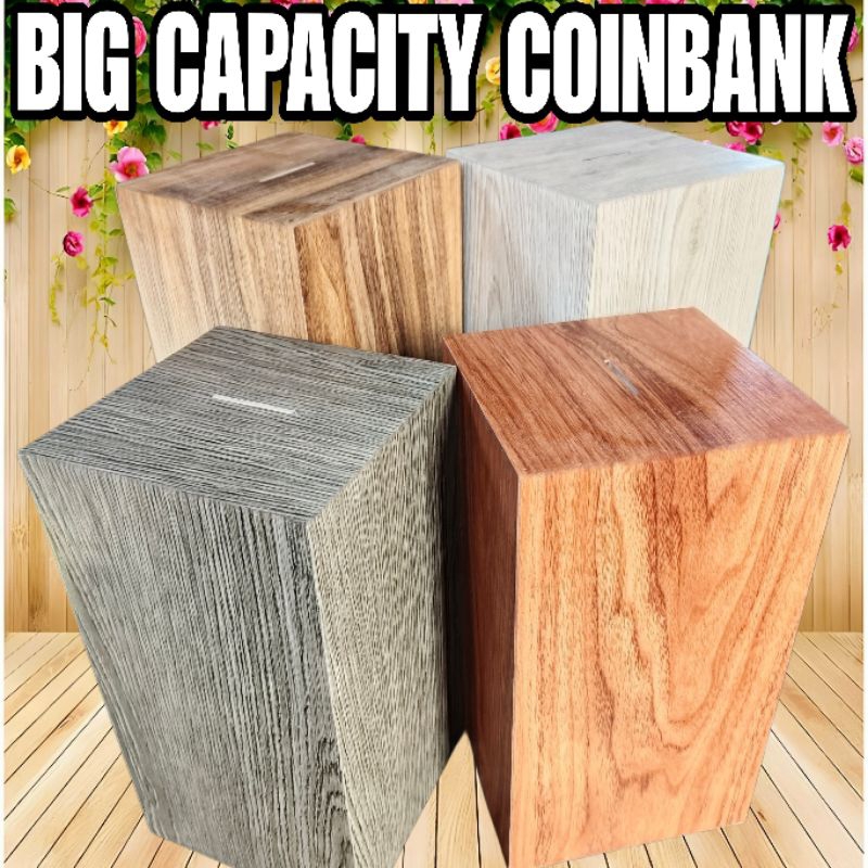Alkansya with silica gel Wood Design Coin Bank with Big Space Capacity ...