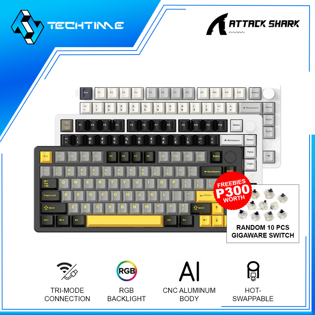 Attack Shark X86 Full Aluminum 75% Tri Mode Wireless Gasket Hot ...