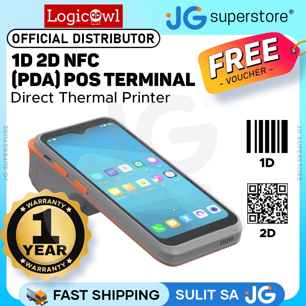 LogicOwl 1D 2D NFC Portable PDA POS Terminal Scanner Thermal Printer 4G ...
