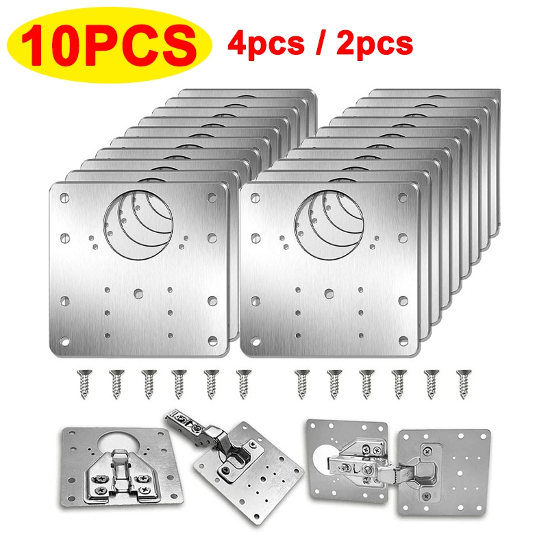 10x Cabinet Hinge Repair Plate Kit Stainless Steel Hinge Brackets ...