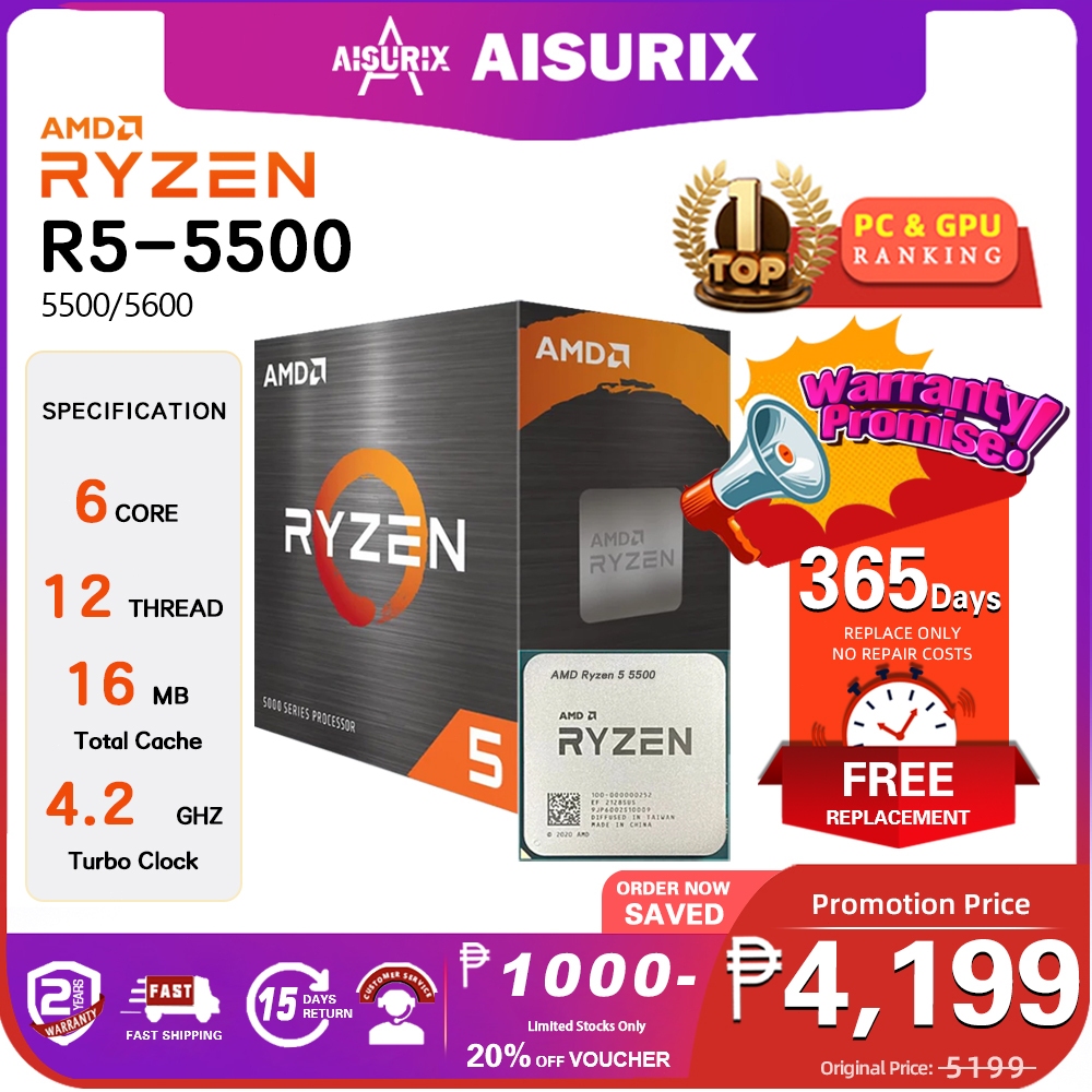 AMD Ryzen5 5500/5600/5600GT Desktop Processor CPU AM4 Socket Tray Type ...